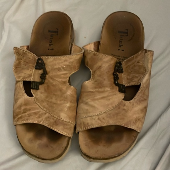 Think! | Shoes | Think Sandals Tan Leather The Face 37 Womans | Poshmark